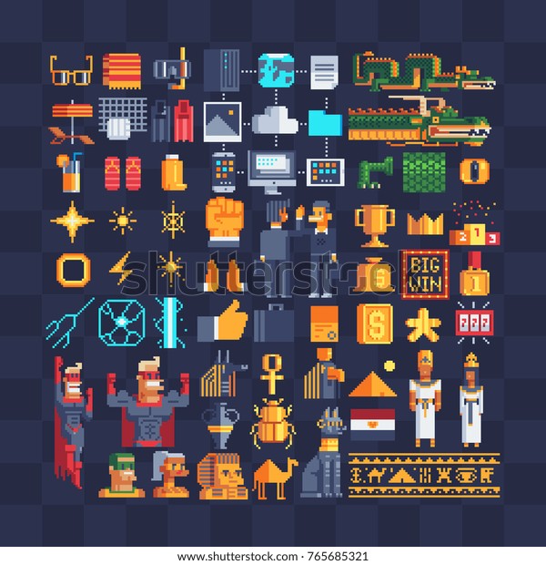 Pixel Art Icons Big Set Superhero: Vector có sẵn (miễn phí bản quyền ...
