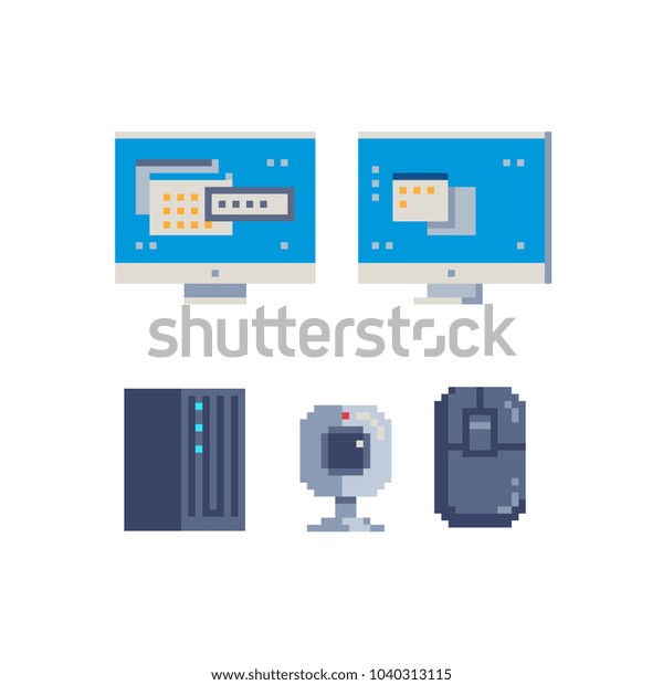 Pixel Art Icons Set On Theme Stock Vector (Royalty Free) 1040313115 ...