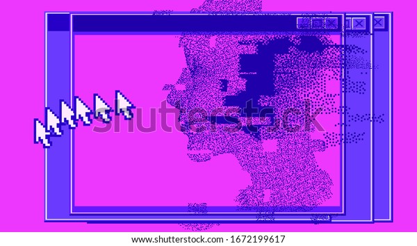 Pixel Art Illustration Human Head Made Stock Vector (Royalty Free ...