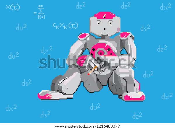 Pixel Art Illustration Robot Formulas Vector 스톡 벡터(로열티 프리) 1216488079 ...