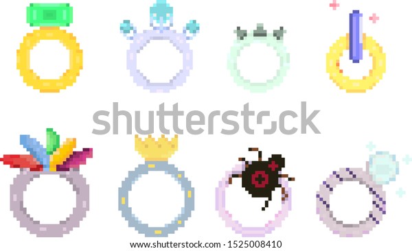 Pixel Art Illustration Set 8 Rings Stock Vector (Royalty Free ...