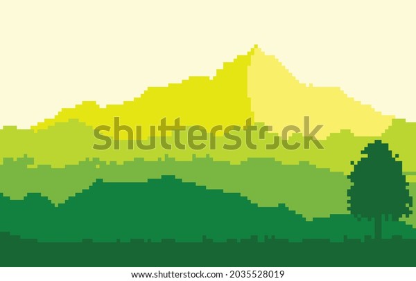 Pixel Art Image Cliffs Hills Towering Stock Vector (Royalty Free ...