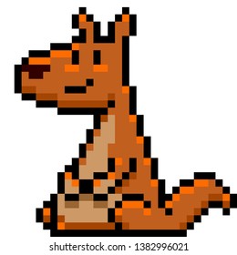 Vektor Stok Pixel Art Kangaroo Full Body (Tanpa Royalti) 1382996021 ...