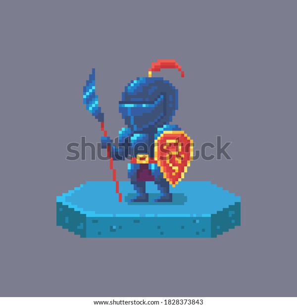 Pixel art knight or warrior character. Fairytale personage. Cute vector ...