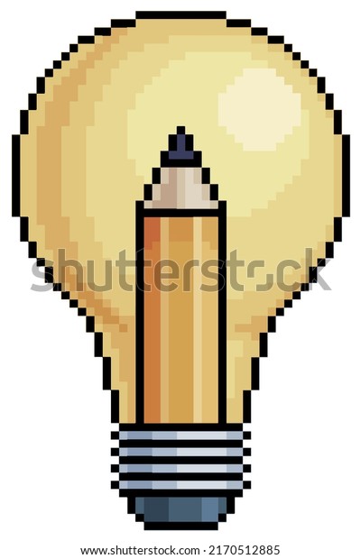 Pixel Art Lamp Pencil Idea Creativity: เวกเตอร์สต็อก (ปลอดค่าลิขสิทธิ์ ...