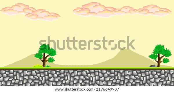 Pixel Art Landscape Highland View Twilight Stock Vector (Royalty Free ...