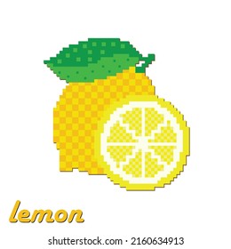 Pixel Art Lemon On White Background Stock Vector (Royalty Free ...