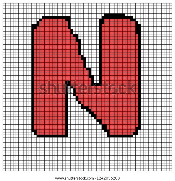 Pixel Art Letter N: เวกเตอร์สต็อก (ปลอดค่าลิขสิทธิ์) 1242036208 ...
