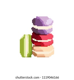 Pixel Art Macarons On White Background Stock Vector (Royalty Free ...