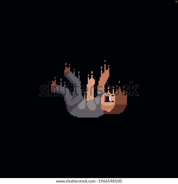 Pixel Art Male Character Falling Into Stock-vektor (royaltyfri) 1966548100