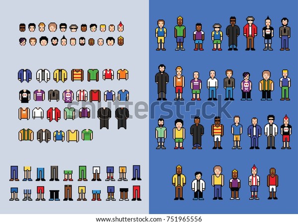 Pixel Art Man Avatar Creator Set 库存矢量图（免版税）751965556 | Shutterstock