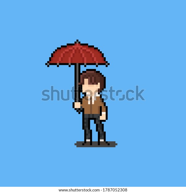 Pixel Art Man Character Holding Red: เวกเตอร์สต็อก (ปลอดค่าลิขสิทธิ์ ...