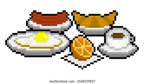Pixel Art Minimal Icon Balanced Breakfast Stock Vector (Royalty Free ...