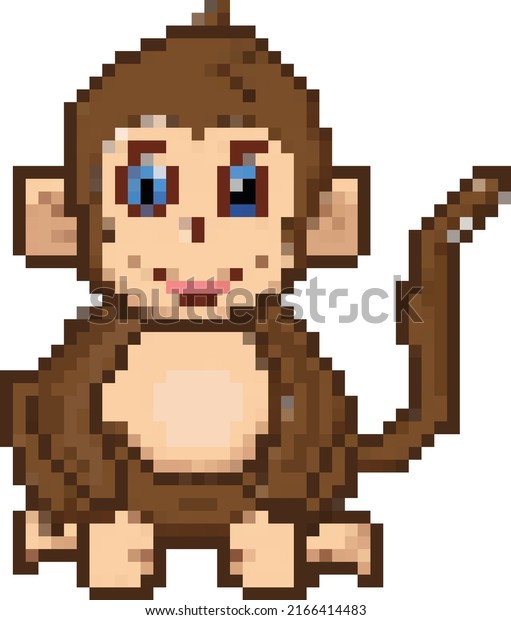 Vektor Stok Pixel Art Monkey Modern Pixel Design (Tanpa Royalti) 2166414483 | Shutterstock