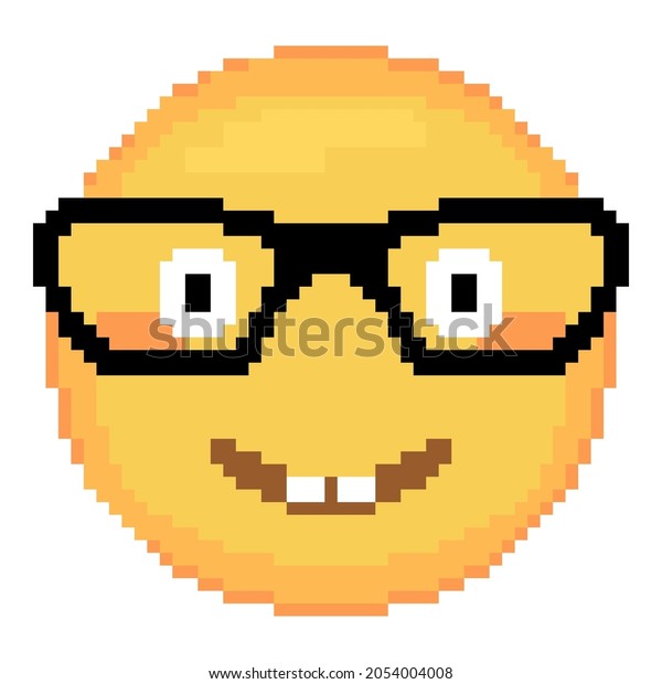 Arte de Pixel Nerd Emoji icono: vector de stock (libre de regalías ...