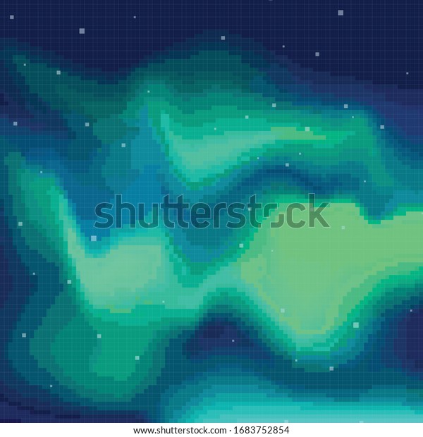 Pixel art night sky, Aurora Borealis, Northern Lights Effect. Pixel ...