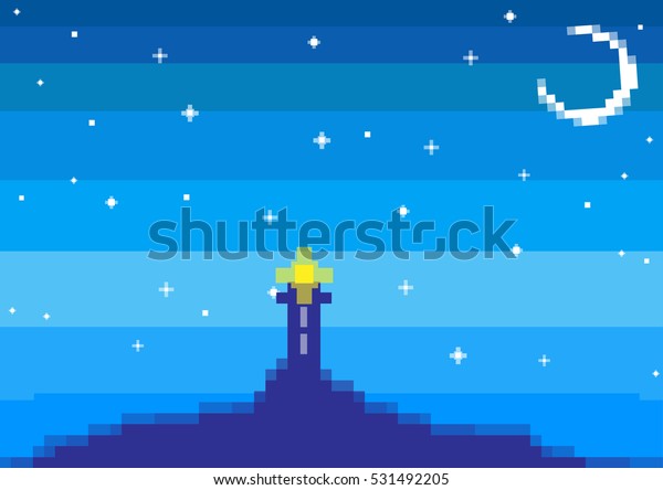 Pixel Art Night Sky Moon Stock Vector (Royalty Free) 531492205