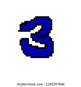 Pixel Art Number 3 Stock Vector (Royalty Free) 1245397846 | Shutterstock
