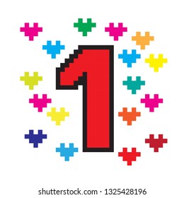 Pixel Art Number One Stock Vector (Royalty Free) 1325428196