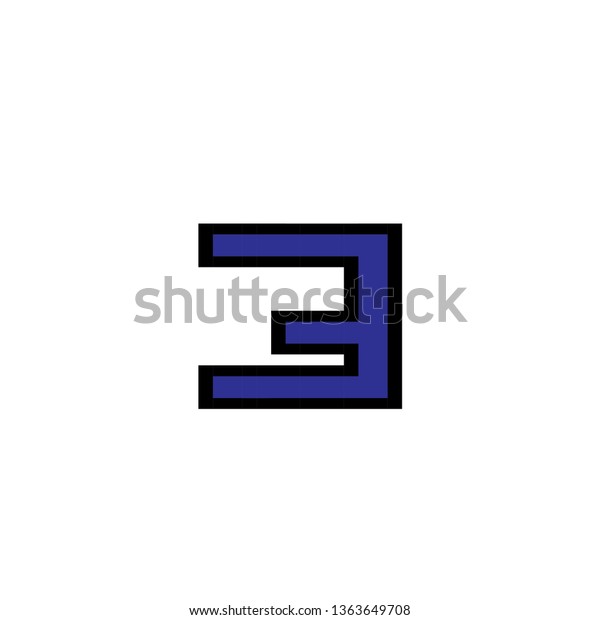 Pixel Art Number3 Stock Vector (Royalty Free) 1363649708