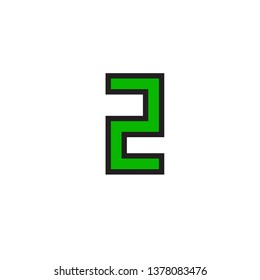 Pixel Art Numbertwo Stock Vector (Royalty Free) 1378083476