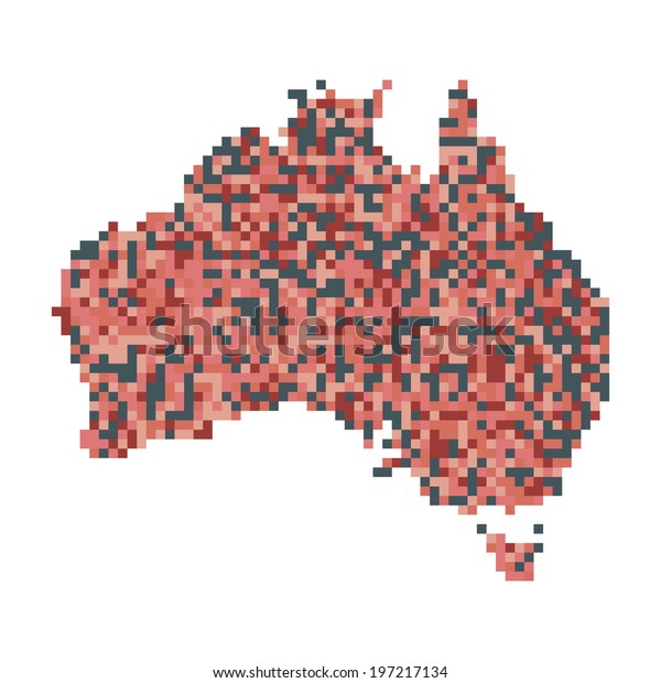 Pixel Art Outline Australia Stock Vector (Royalty Free) 197217134