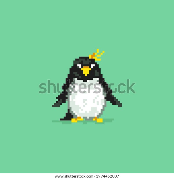 Pixel art penguin. Isolated pixelated vector illustration.