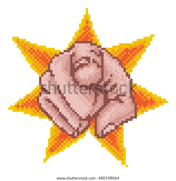 Pixel Art Pointing Fist Hand Stock Vector (Royalty Free) 480198064