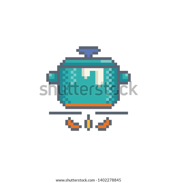 Pixel Art Pot Icon Kitchen Utensils Stock Vector (Royalty Free ...