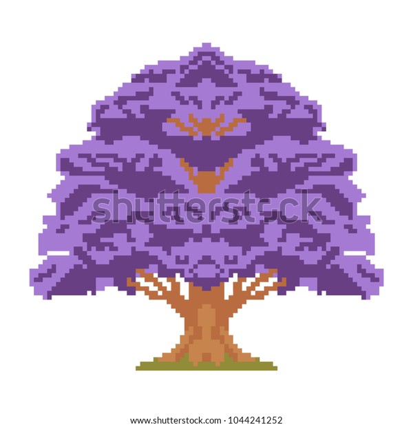 Pixel Art Purple Tree Isolated Sakura Stock Vector (Royalty Free ...