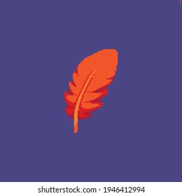 Pixel Art Red Feather Isolated On Stock Vector (Royalty Free) 1946412994