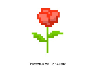 Pixel Art Red Rose On White 스톡 벡터(로열티 프리) 1470611012 | Shutterstock