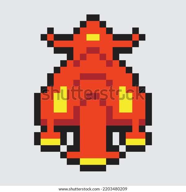 Pixel Art Red Spaceship Isolated Stock Vector (Royalty Free) 2203480209 ...