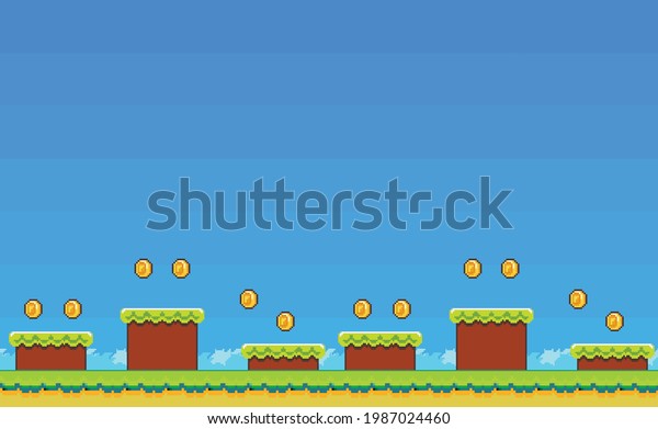 Pixel Art Retro Background Games Stock Vector (Royalty Free) 1987024460 ...