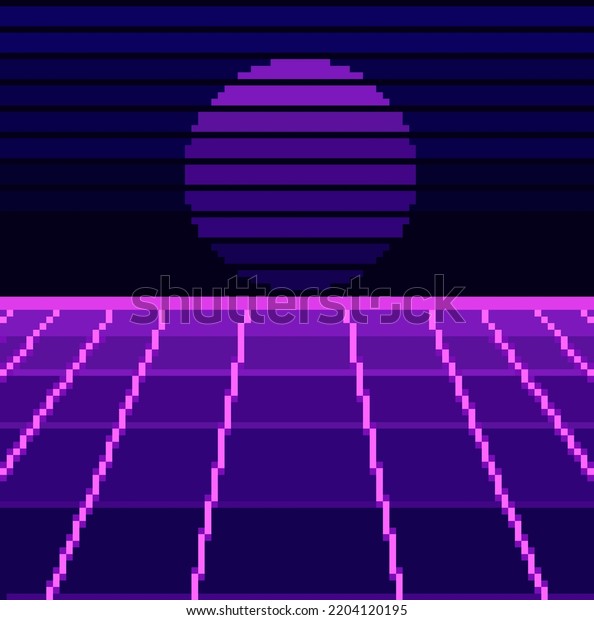 Pixel Art Retro Wave Scifi Background Stock Vector (Royalty Free ...