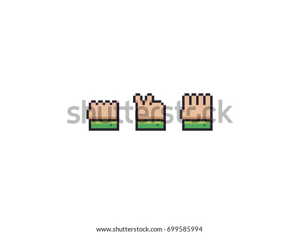 Pixel Art Rock Paper Scissors Arm : image vectorielle de stock (libre ...