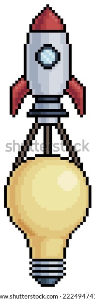 Pixel Art Rocket Light Bulb Vector Stock Vector (Royalty Free ...