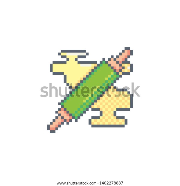 Pixel Art Rolling Pin Icon Kitchen Stock Vector (Royalty Free ...