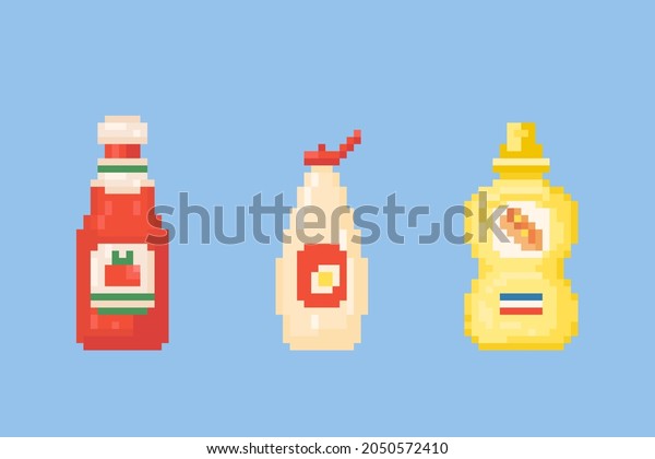 Pixel Art Sauces Icon Set Vector Stock Vector (Royalty Free) 2050572410 ...