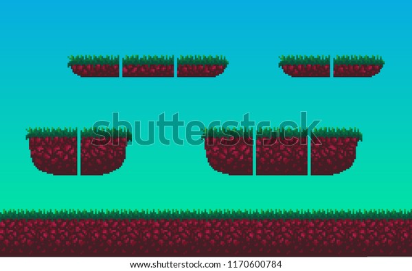 Pixel Art Seamless Landscape Soil Grass Stock Vector (Royalty Free ...