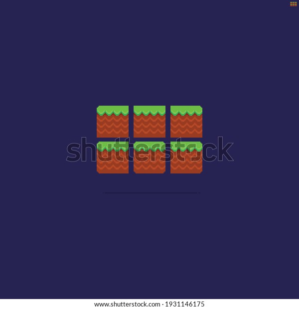 Pixel Art Set Grass Soil Tiles: เวกเตอร์สต็อก (ปลอดค่าลิขสิทธิ์ ...