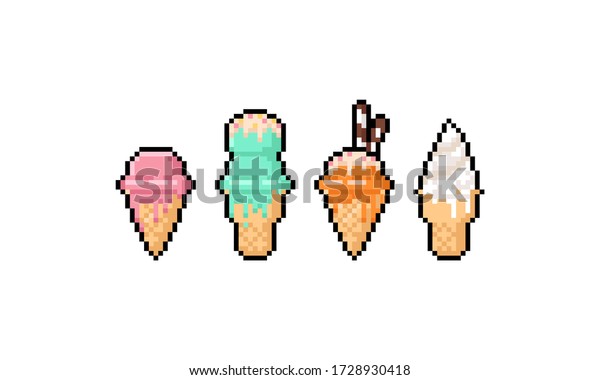 Pixel Art Set Ice Cream Cone Stock Vector (Royalty Free) 1728930418 ...