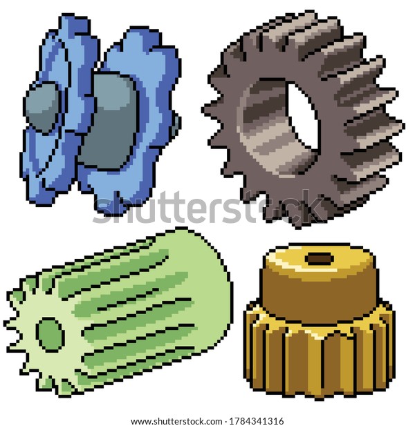 Pixel Art Set Isolated Cog Gear Stock Vector (Royalty Free) 1784341316 ...