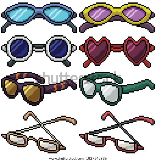 Pixel Art Set Isolated Glasses Fashion Stock Vector (Royalty Free ...