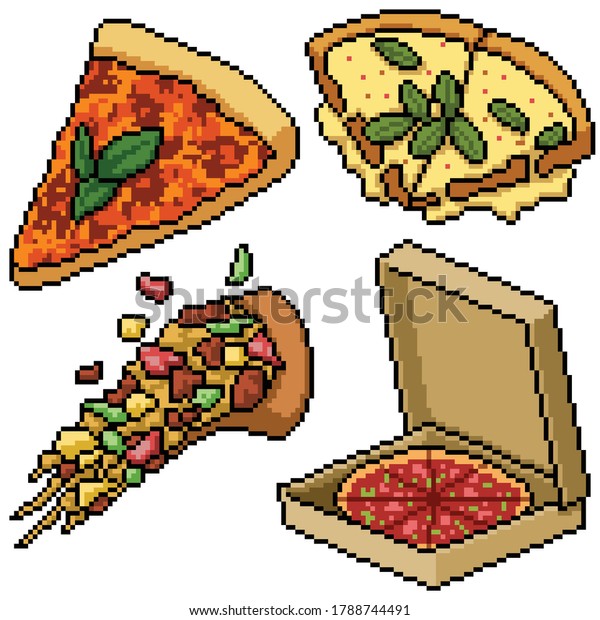 Pixel Art Set Isolated Pizza Meal Stock Vector (Royalty Free ...