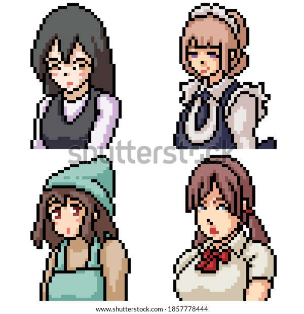 Pixel Art Set Isolated Uniform Anime Stock Vector (Royalty Free ...