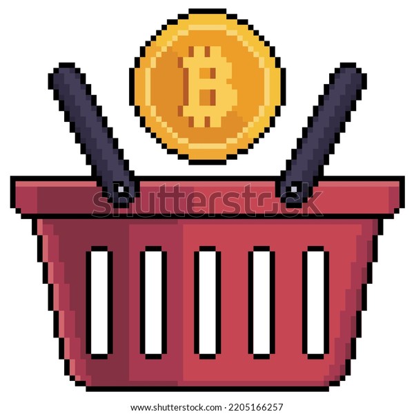 Pixel Art Shopping Baskets Bitcoin Vector Stock Vector (Royalty Free ...