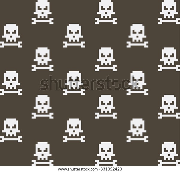 Pixel Art Skull Bone Seamless Pattern: vetor stock (livre de direitos ...