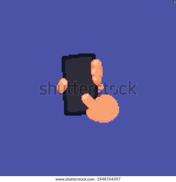 Pixel Art Smartphone Icon Finger Touching Stock Vector (Royalty Free ...