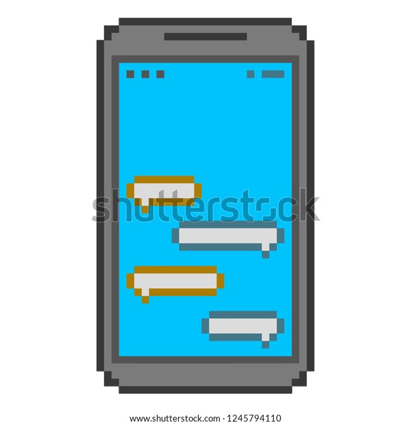 Pixel Art Smartphone Messengers Banners Prints Stock Vector (Royalty ...